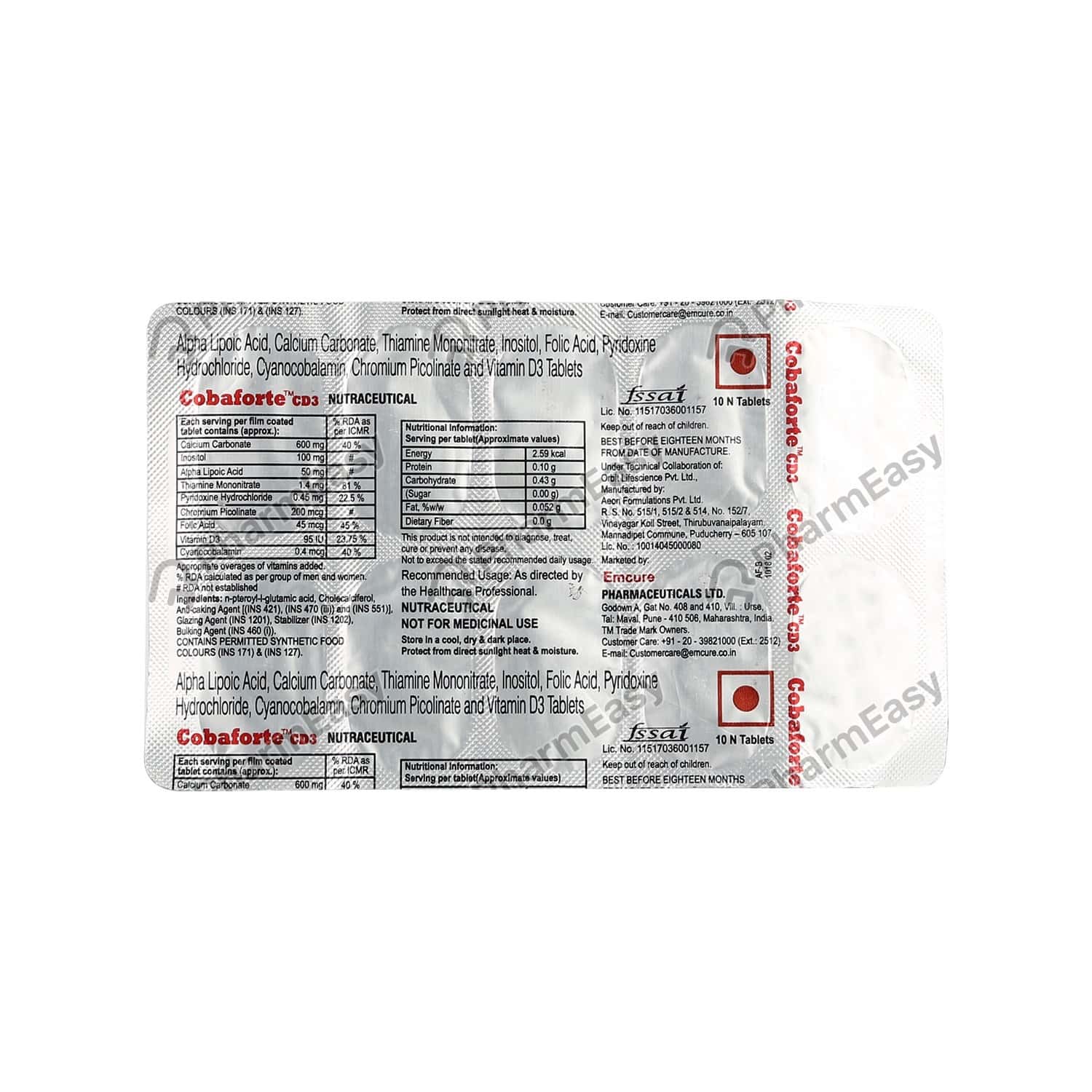 Buy Cobaforte Cd3 Strip Of 10 Tablets Online at Flat 18% OFF* | PharmEasy