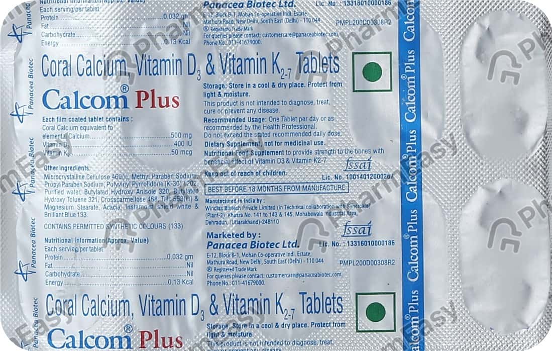 Buy Calcom Plus Strip Of 10 Tablets Online at Flat 15% OFF | PharmEasy