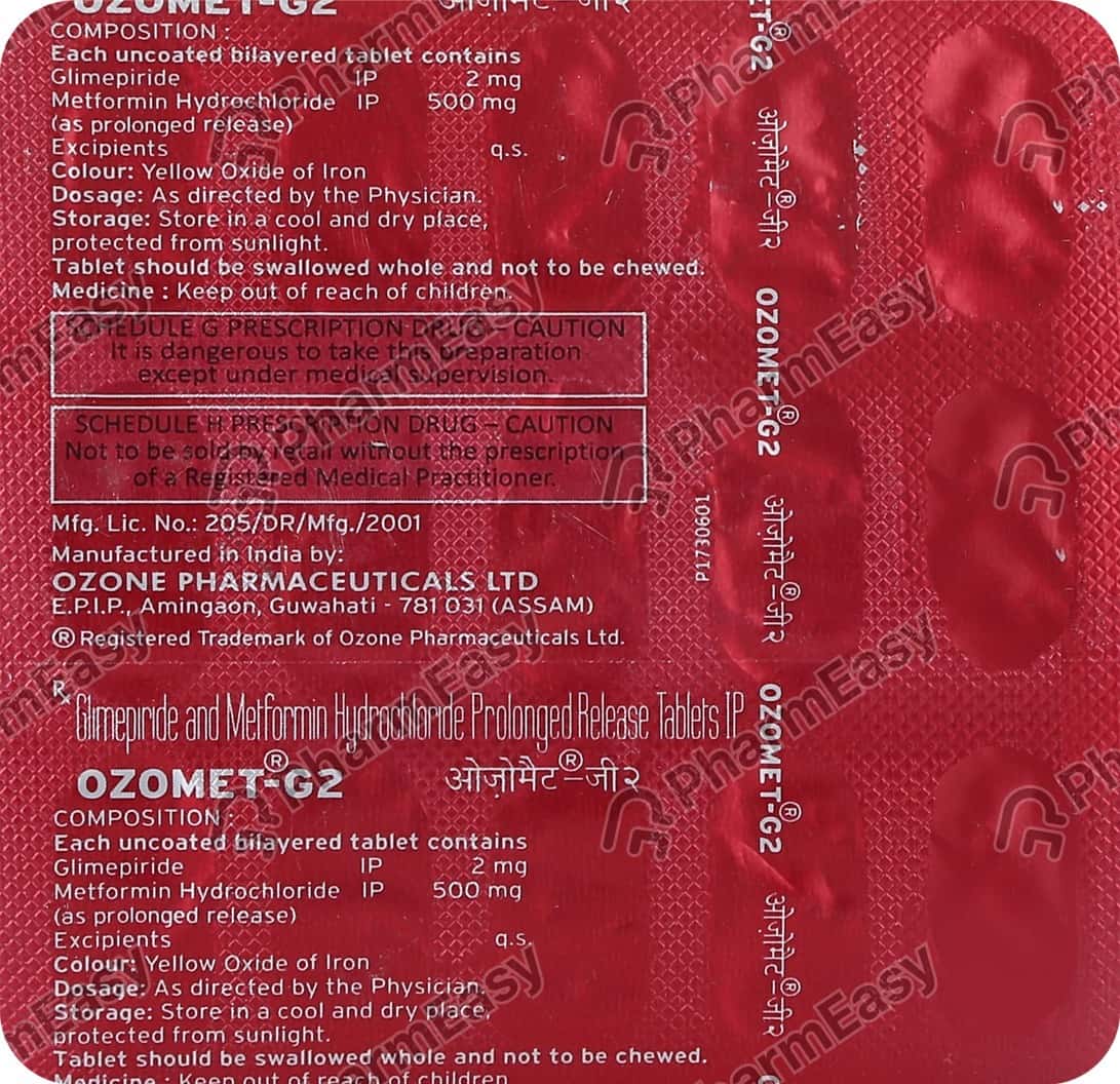 Ozomet G2 Strip Of 15 Tablets: Uses, Side Effects, Price & Dosage ...
