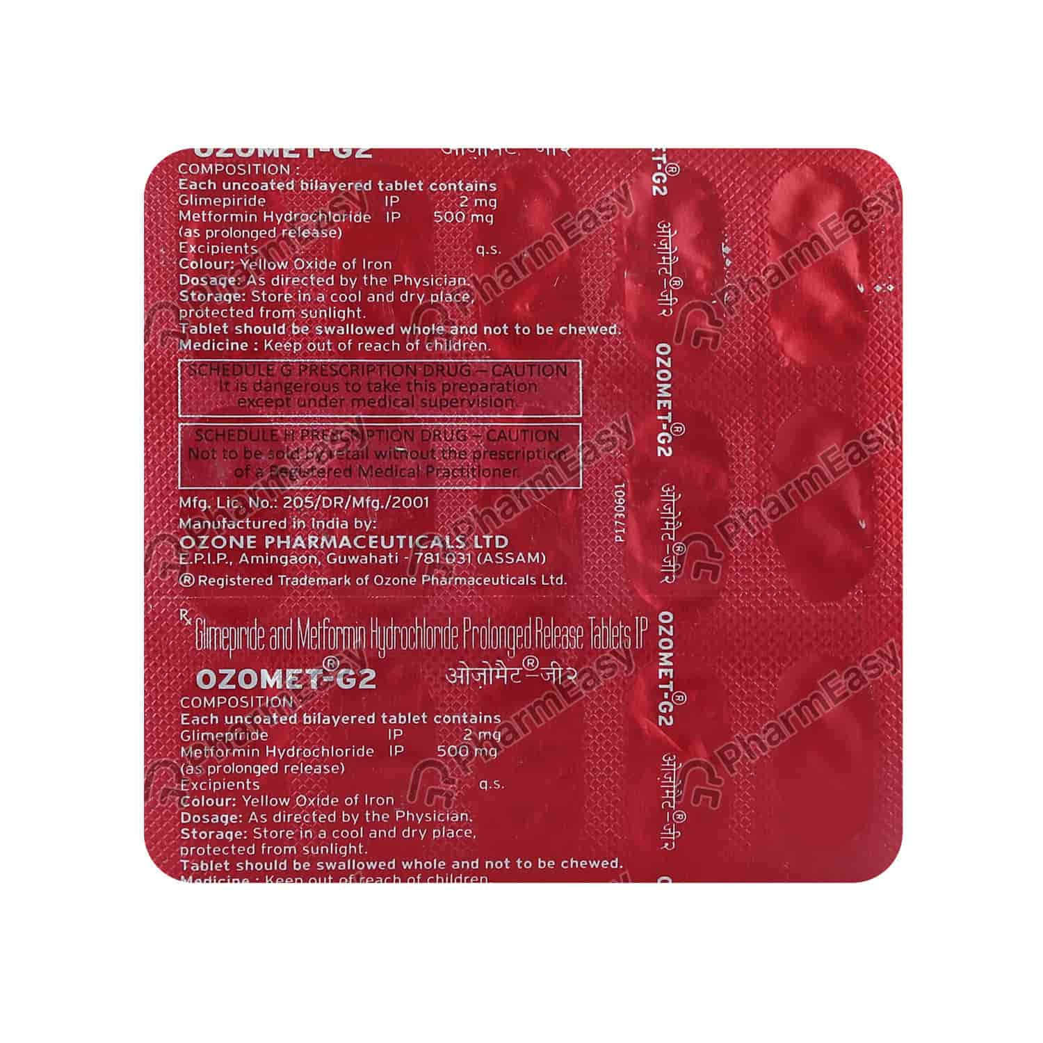 Ozomet G2 Tab 15'S - Uses, Side Effects, Dosage, Composition & Price ...