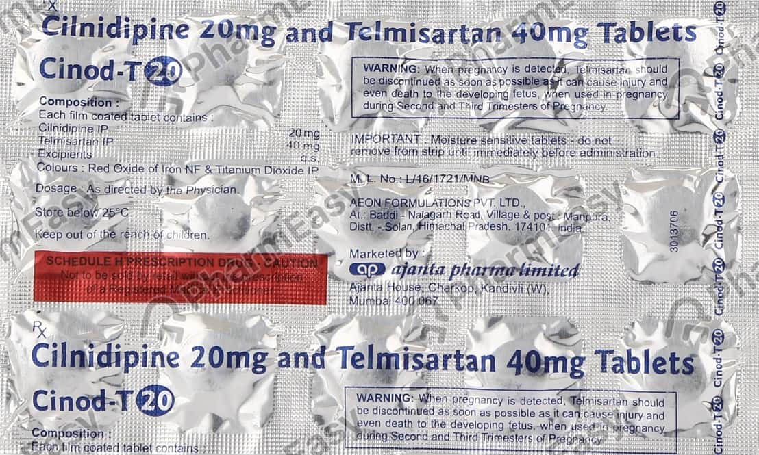 Cinod T 20mg Strip Of 15 Tablets: Uses, Side Effects, Price & Dosage ...