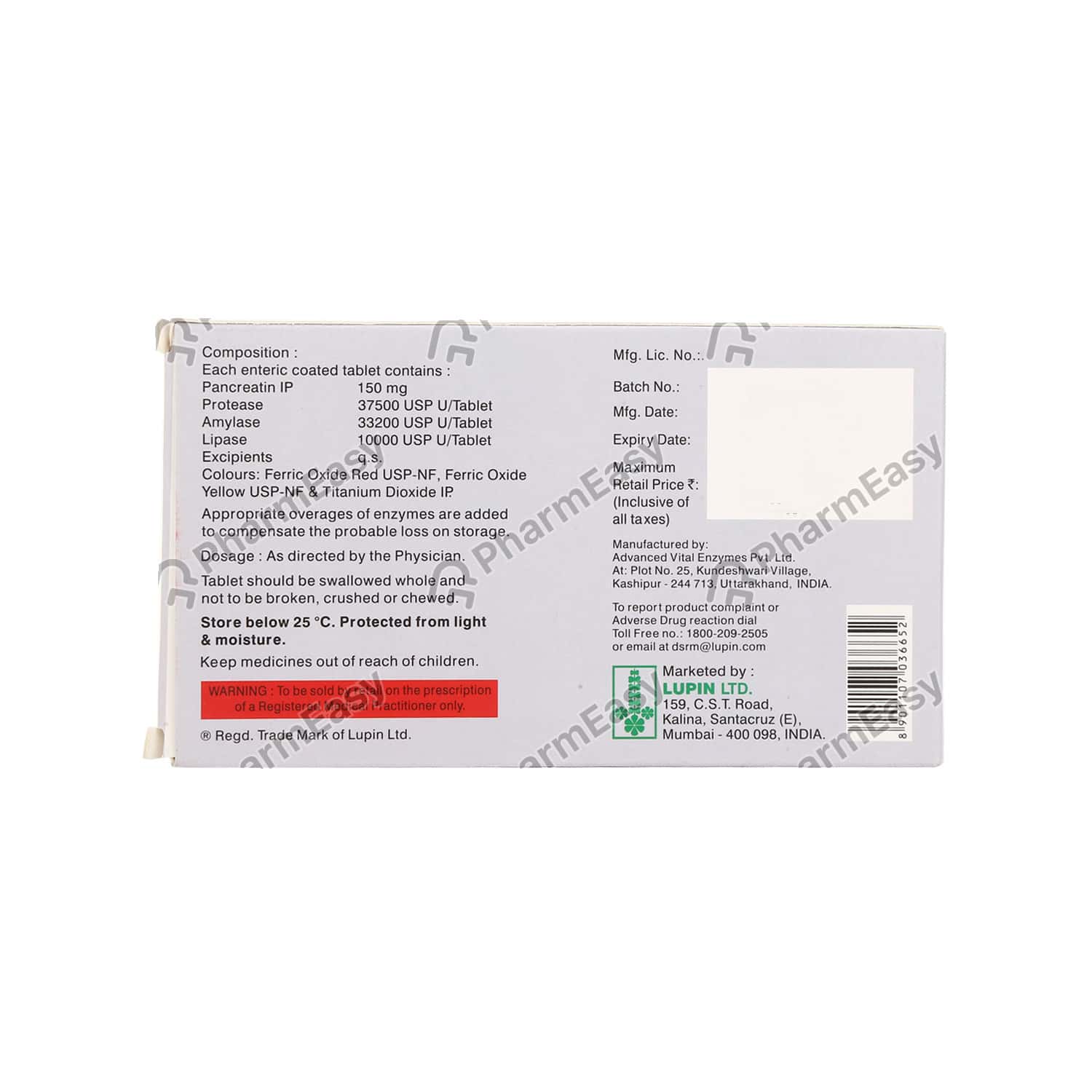 Buy Lupase 10000 Tablet 10'S Online at Flat 18% OFF* | PharmEasy