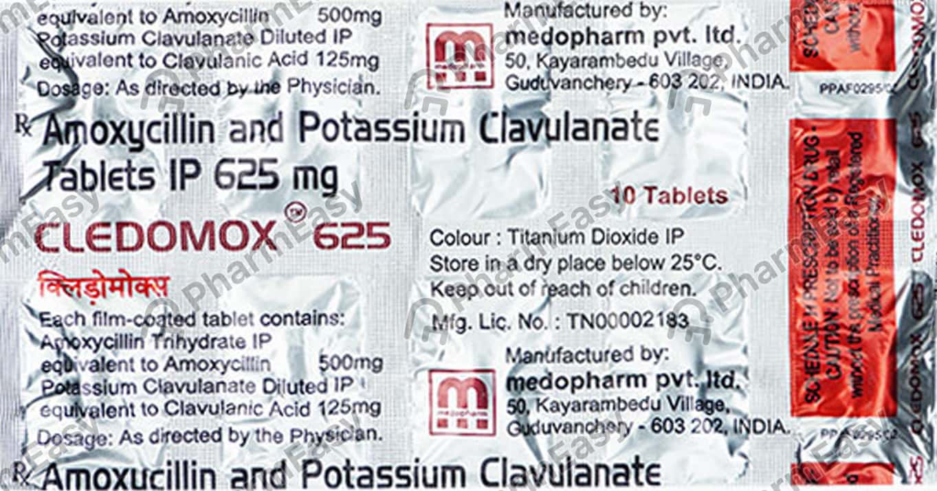 Cledomox 625mg Strip Of 10 Tablets: Uses, Side Effects, Price & Dosage ...