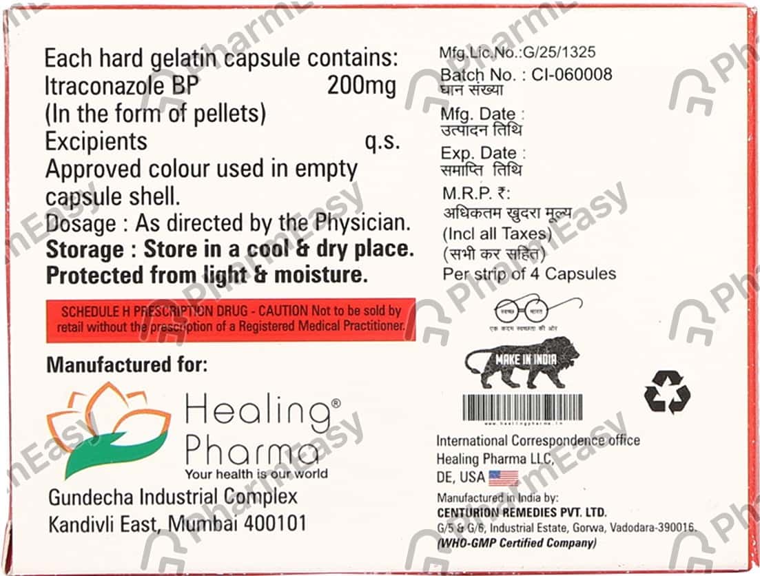 Itrotab 200 MG Capsule (4): Uses, Side Effects, Price & Dosage | PharmEasy
