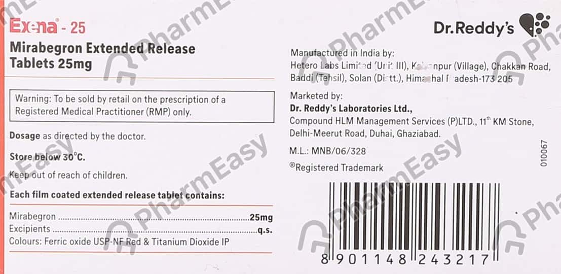 Exena 25 MG Tablet (10): Uses, Side Effects, Price & Dosage | PharmEasy