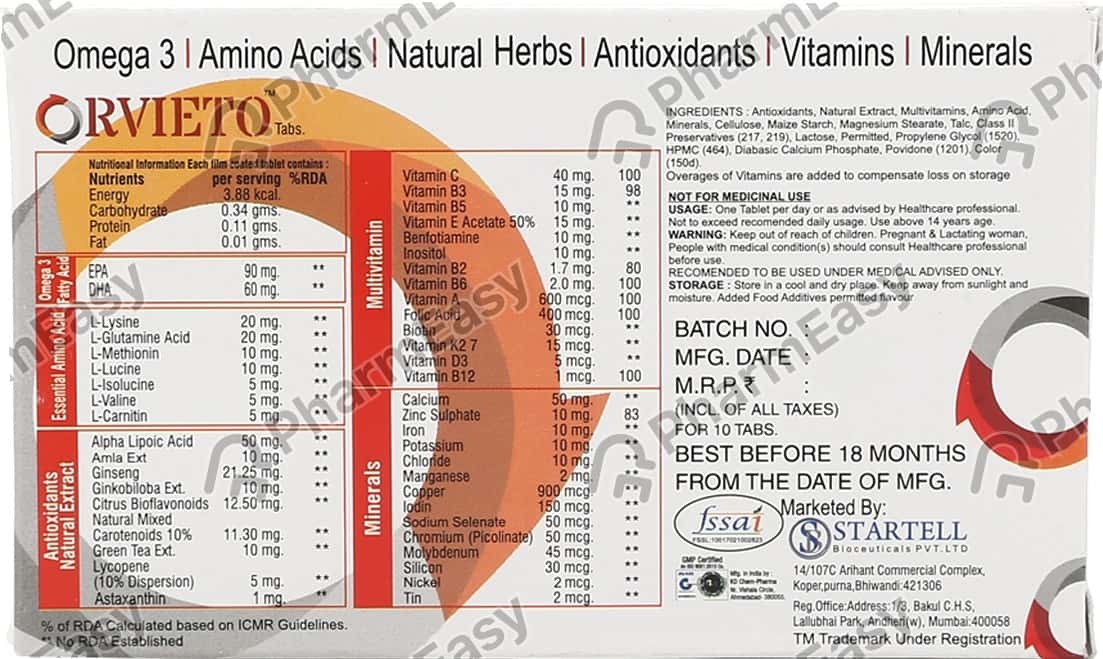 Buy Orvieto Tablet (10) Online at Flat 15% OFF | PharmEasy