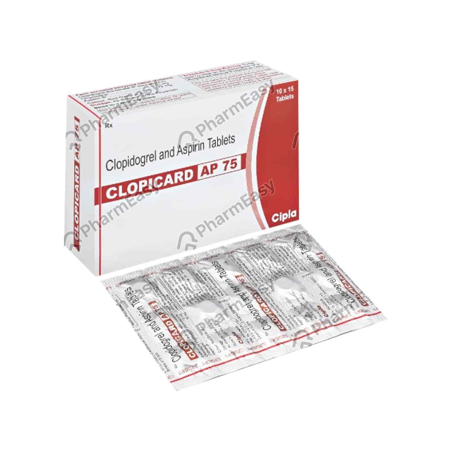Buy Clopicard Ap 75mg Tablet 15'S Online at Flat 18% OFF* | PharmEasy