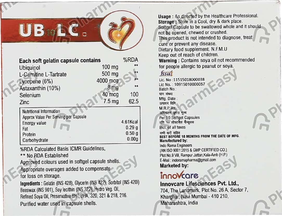 Buy Ub 10 Lc Strip Of 10 Capsules Online at Flat 15% OFF | PharmEasy