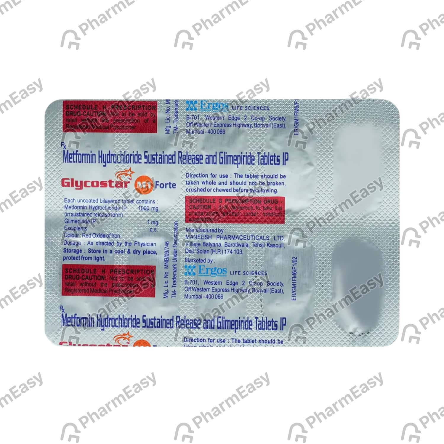 Glycostar M 1mg Forte Strip Of 10 Tablets: Uses, Side Effects, Price & Dosage | PharmEasy