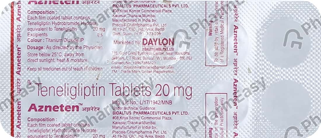 Azneten 20 MG Tablet (10): Uses, Side Effects, Price & Dosage | PharmEasy