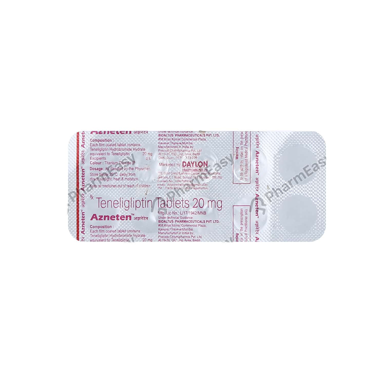 Azneten 20 MG Tablet (10) - Uses, Side Effects, Dosage, Composition ...