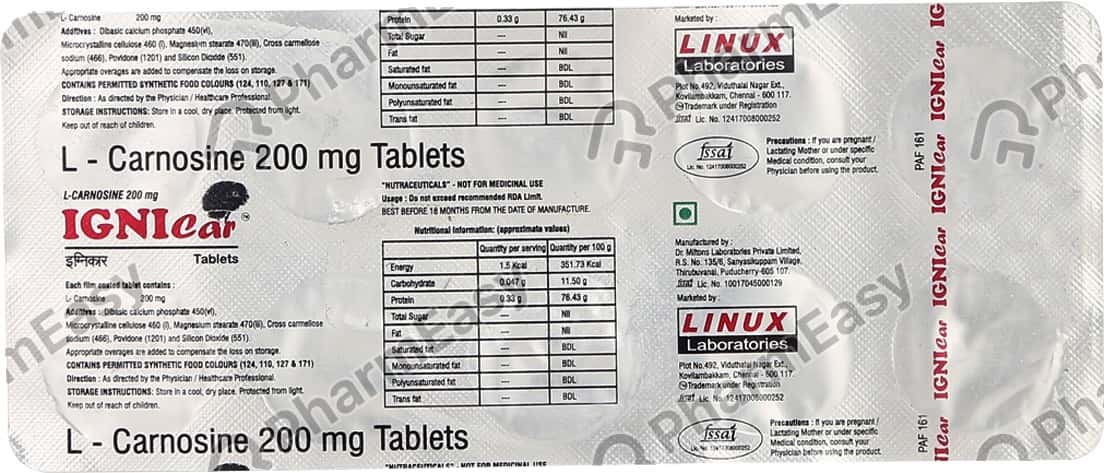 Buy Ignicar 200 MG Tablet (10) Online at Flat 15% OFF | PharmEasy