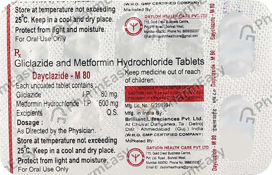 Dayclazide M 80mg Strip Of 10 Tablets: Uses, Side Effects, Price ...