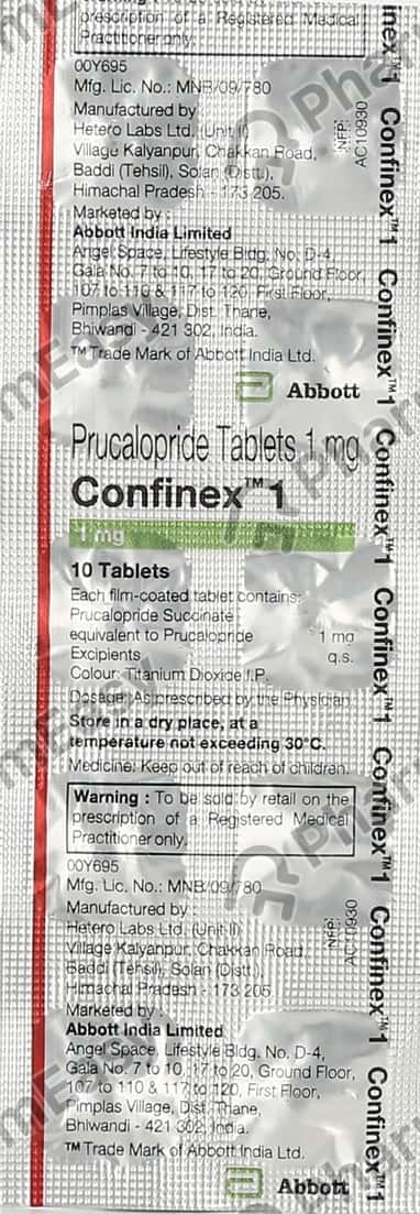Confinex 1 MG Tablet (10): Uses, Side Effects, Price & Dosage | PharmEasy