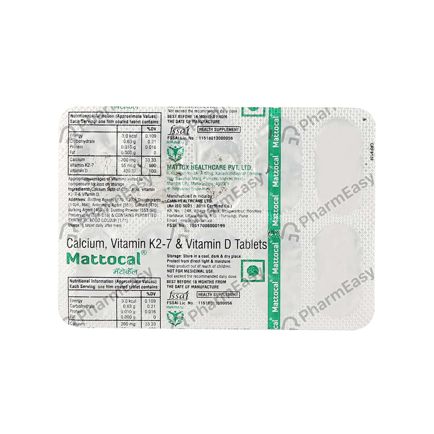 Buy Mattocal Tablet (10) Online at Flat 18% OFF* | PharmEasy