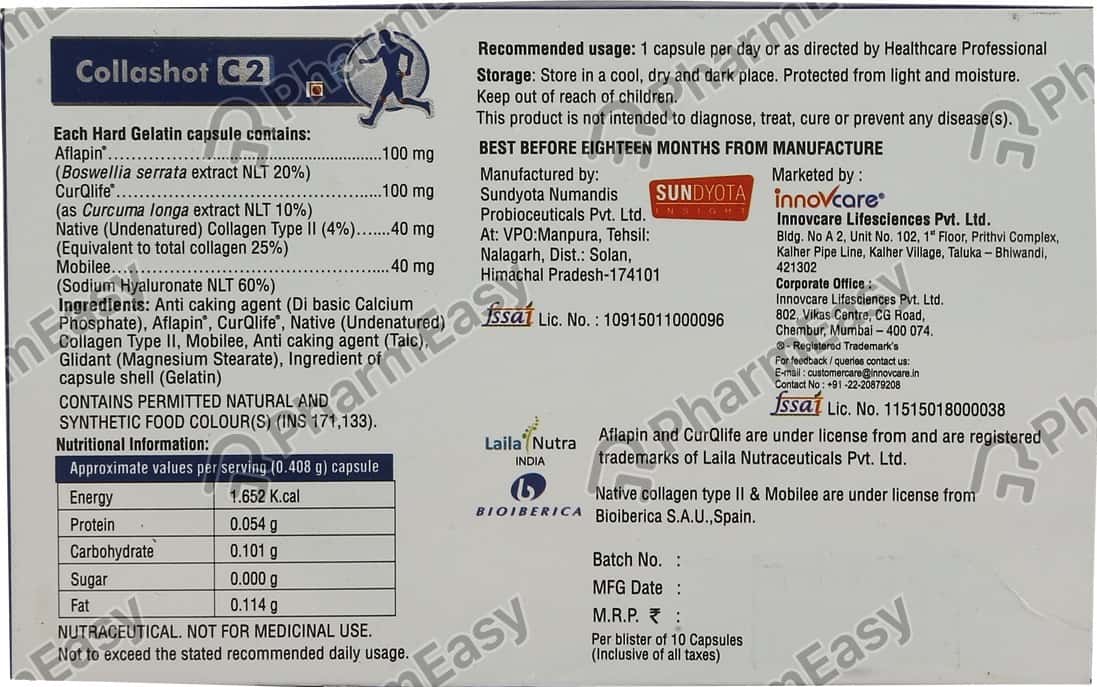 Buy Collashot C2 Strip Of 10 Capsules Online at Flat 15% OFF | PharmEasy