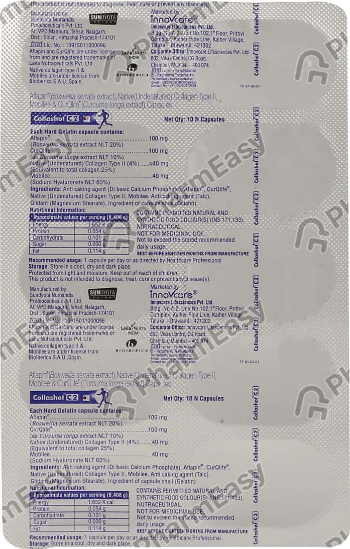 Buy Collashot C2 Strip Of 10 Capsules Online at Flat 15% OFF | PharmEasy