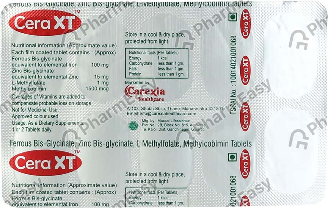 Cera Xt Strip Of 10 Tablets: Uses, Side Effects, Price & Dosage | PharmEasy