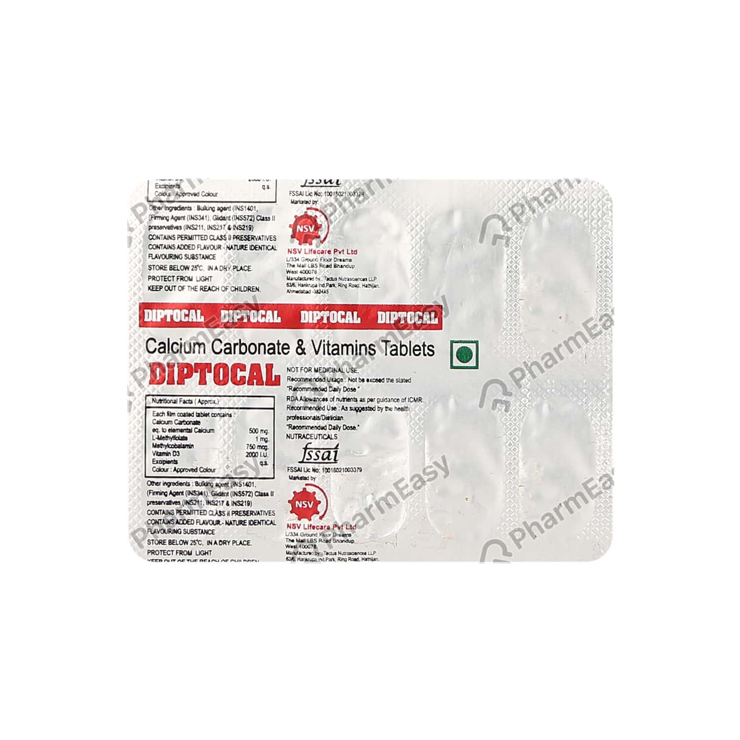 Buy Diptocal 500 MG Tablet (10) Online at Flat 18% OFF* | PharmEasy