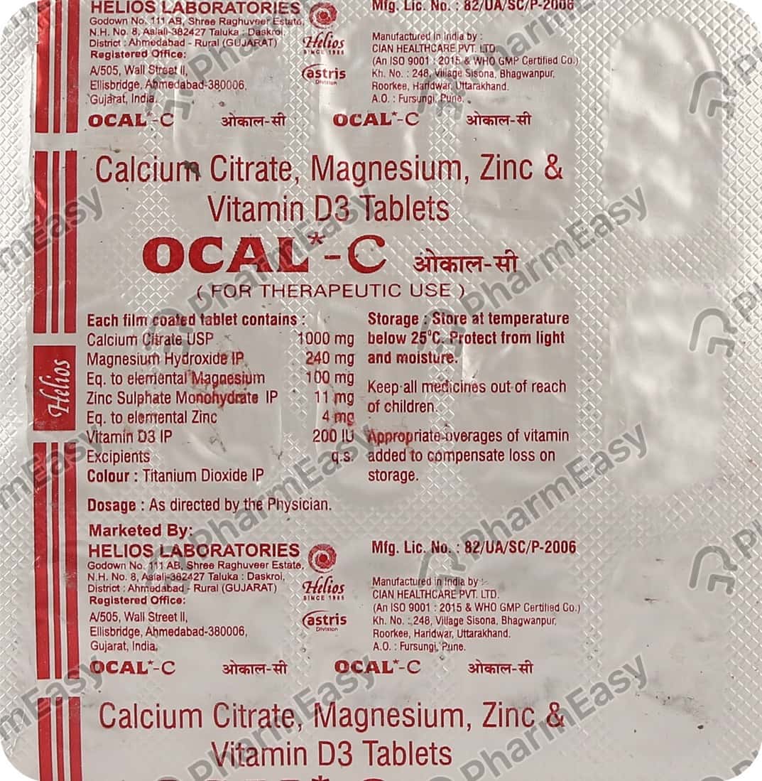 Ocal C Strip Of 15 Tablets: Uses, Side Effects, Price & Dosage | PharmEasy
