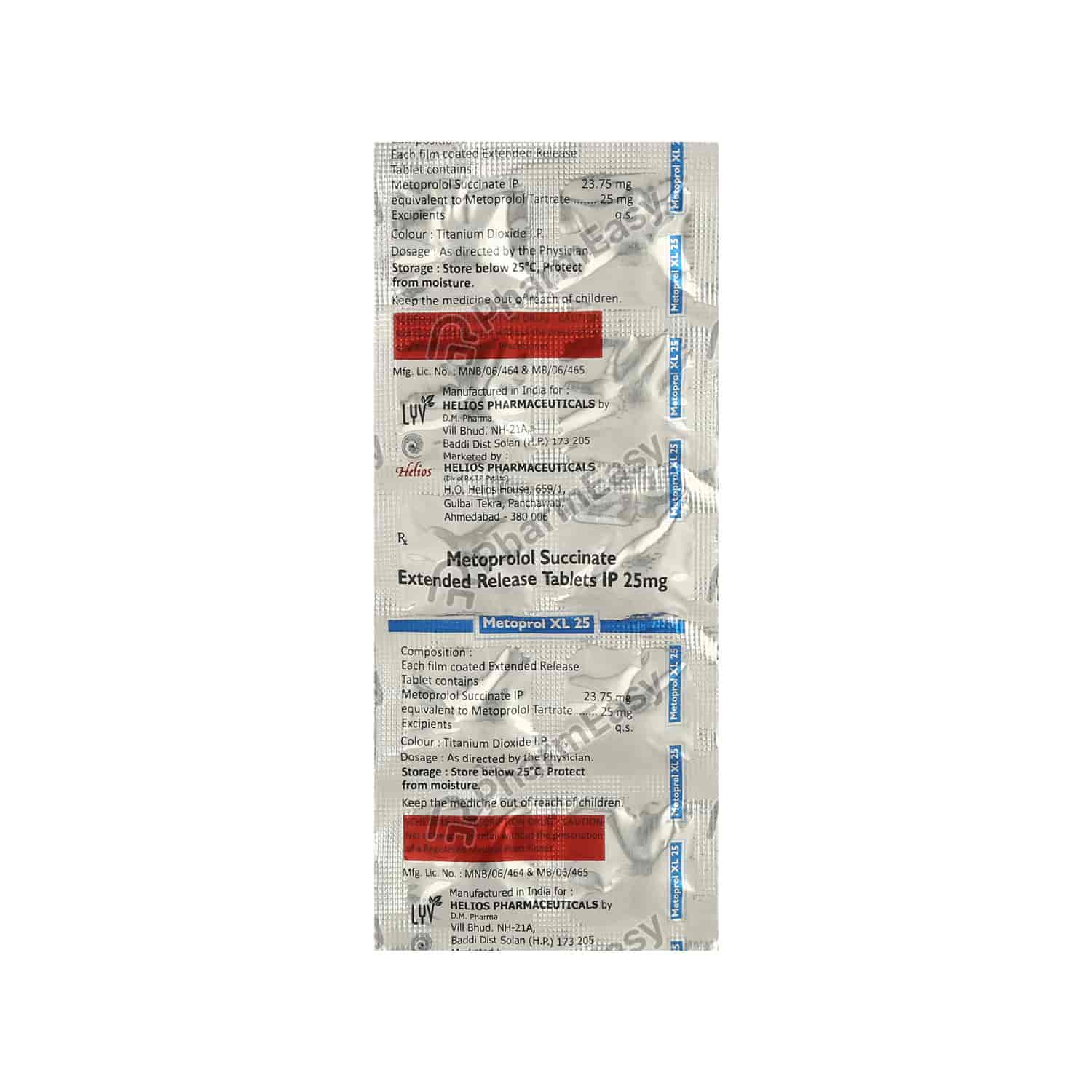 Metoprol Xl 25mg Tab 10'S - Uses, Side Effects, Dosage, Composition ...