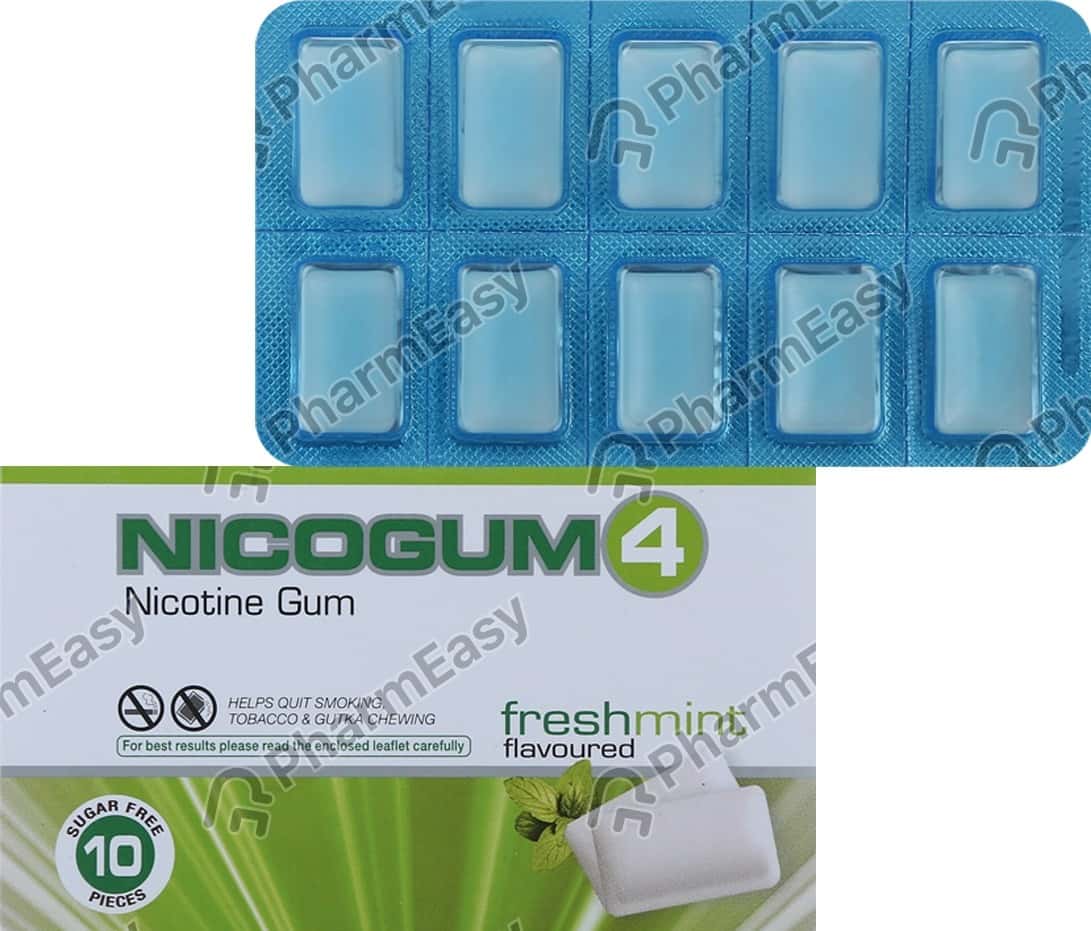 Nicogum 4 MG Chewing Gum (10): Uses, Side Effects, Price & Dosage ...