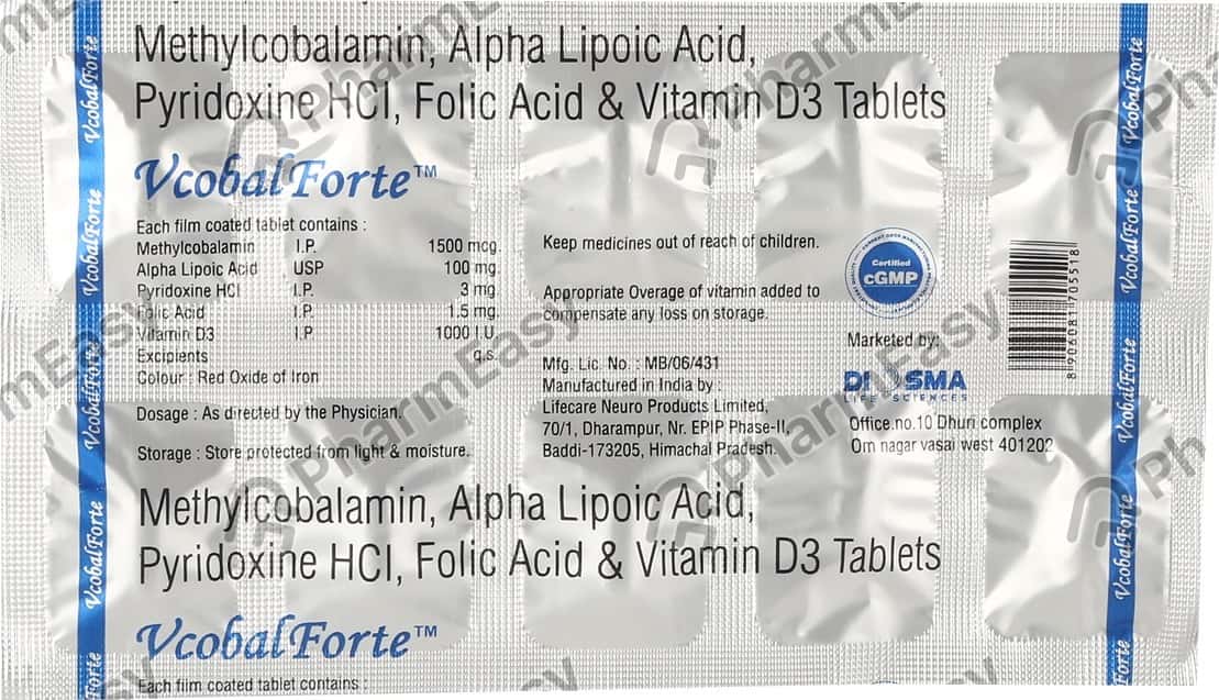 Vcobal Forte Strip Of 10 Tablets: Uses, Side Effects, Price & Dosage ...