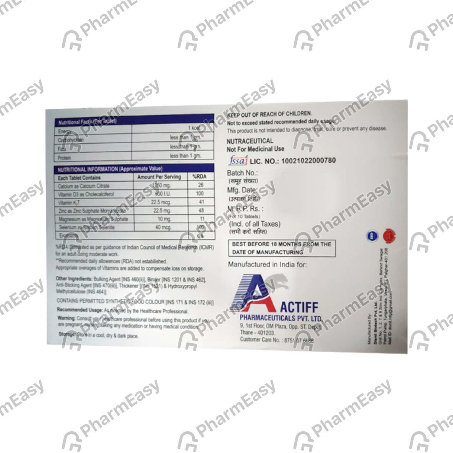 Buy Calsurze Strip Of 10 Tablets Online & Save Up to 24% at PharmEasy