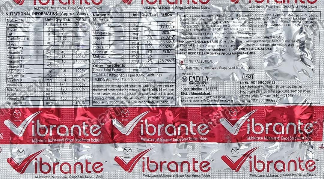 Buy Vibrante Strip Of 10 Tablets Online at Flat 15% OFF | PharmEasy