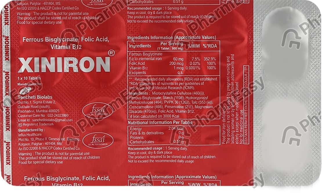 Xiniron Strip Of 10 Tablets: Uses, Side Effects, Price & Dosage | PharmEasy
