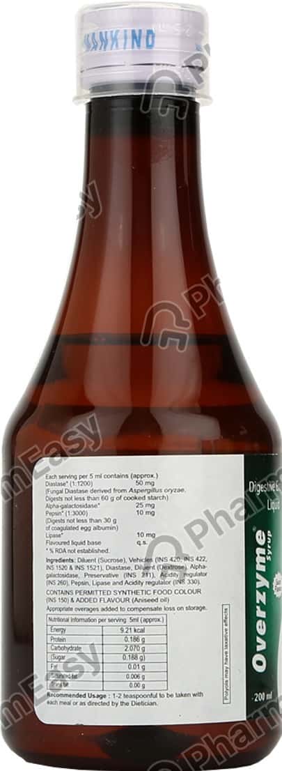 Overzyme Saunf Flavour Bottle Of 200ml Syrup: Uses, Side Effects, Price ...