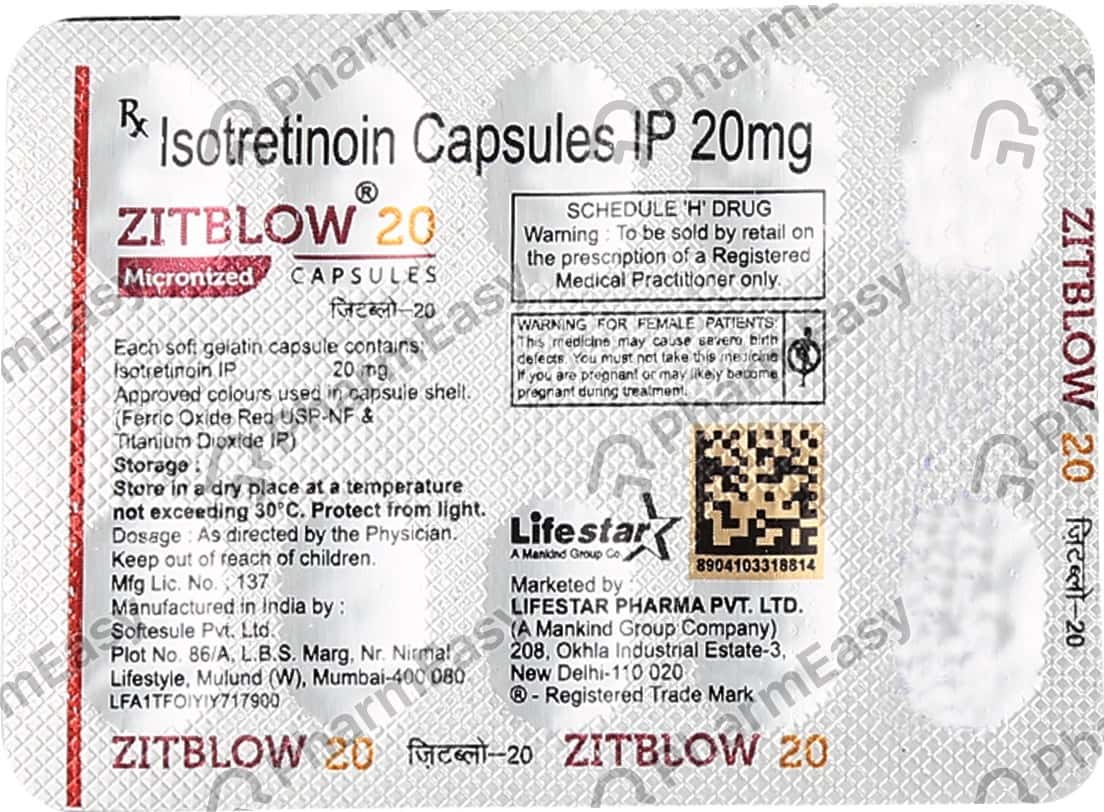 Zitblow 20 MG Capsule (10): Uses, Side Effects, Price & Dosage | PharmEasy