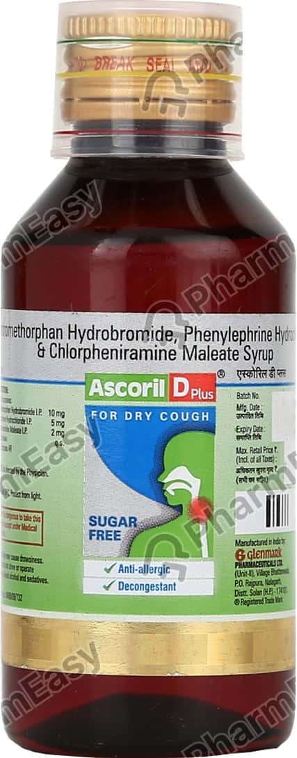 Ascoril D Plus Syrup | Sugar Free: Uses, Side-effects, Price, Dosage ...
