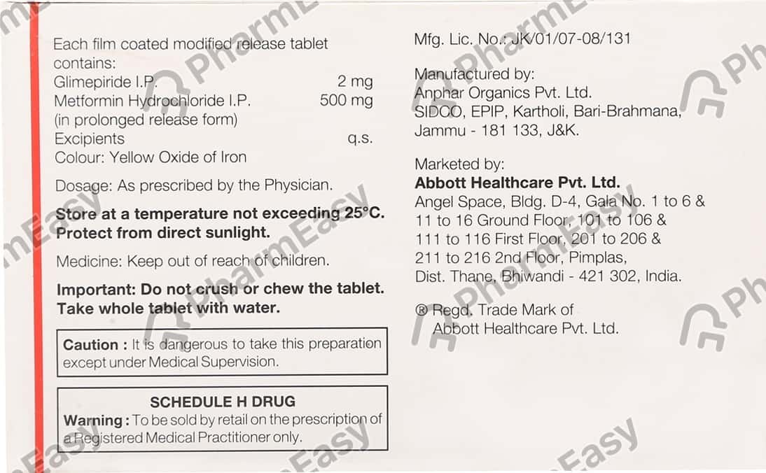 Gluformin G 2mg New Strip Of 15 Tablets: Uses, Side Effects, Price ...
