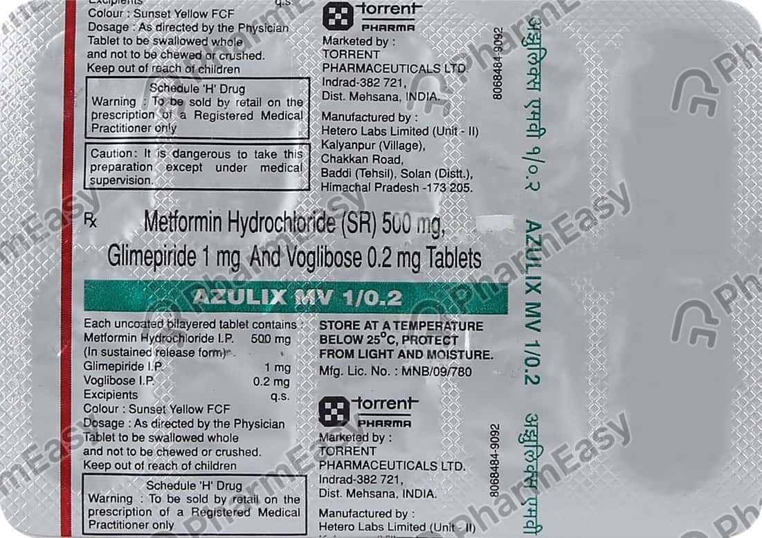 Azulix Mv 1/0.2 Strip Of 10 Tablets: Uses, Side Effects, Price & Dosage ...
