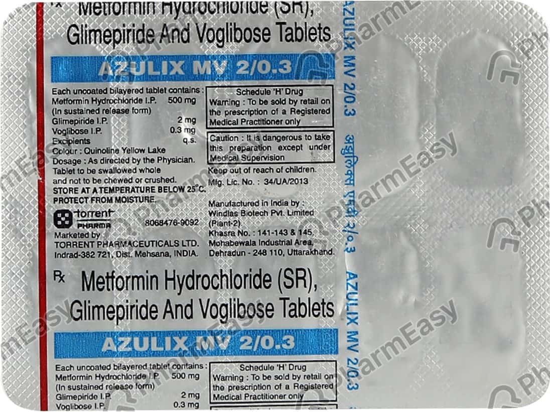 Azulix Mv 2/0.3 Strip Of 10 Tablets: Uses, Side Effects, Price & Dosage ...
