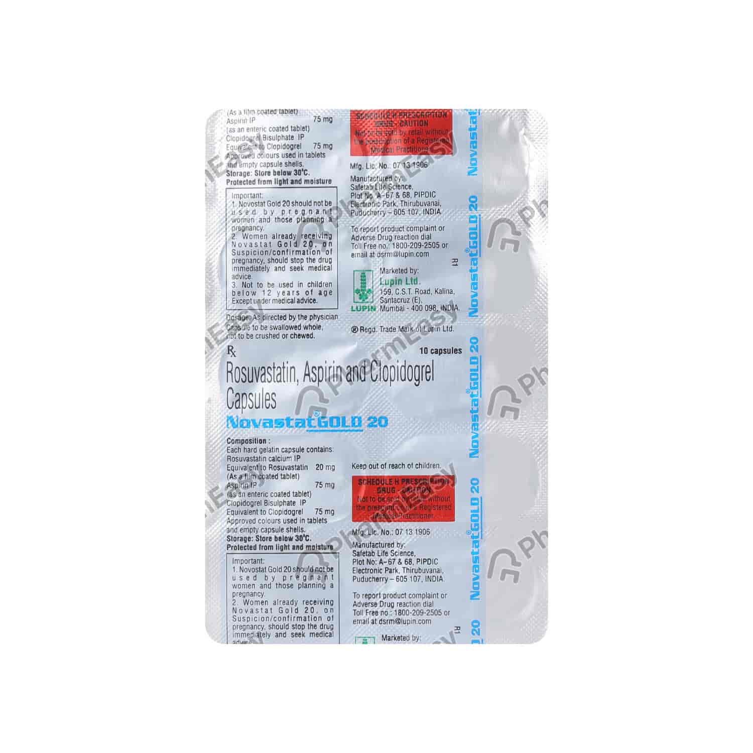 Buy Novastat Gold 20mg Capsule 10'S Online at Flat 18% OFF* | PharmEasy