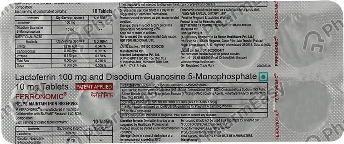 Buy Ferronomic Strip Of 10 Tablets Online at Flat 15% OFF | PharmEasy