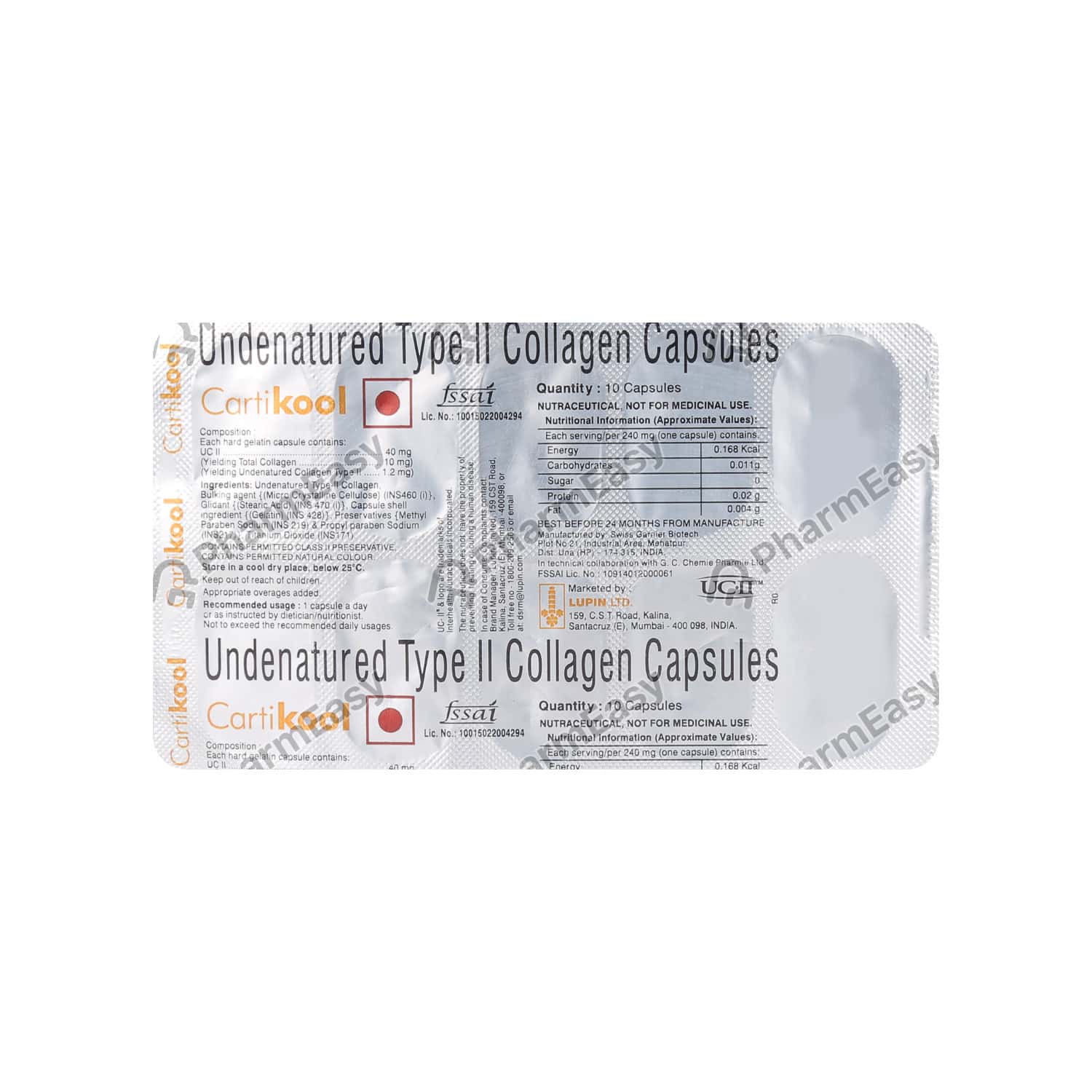 Buy Cartikool 40 MG Capsule (10) Online at Flat 18% OFF* | PharmEasy