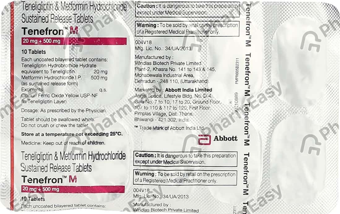 Tenefron M Strip Of 10 Tablets: Uses, Side Effects, Price & Dosage ...