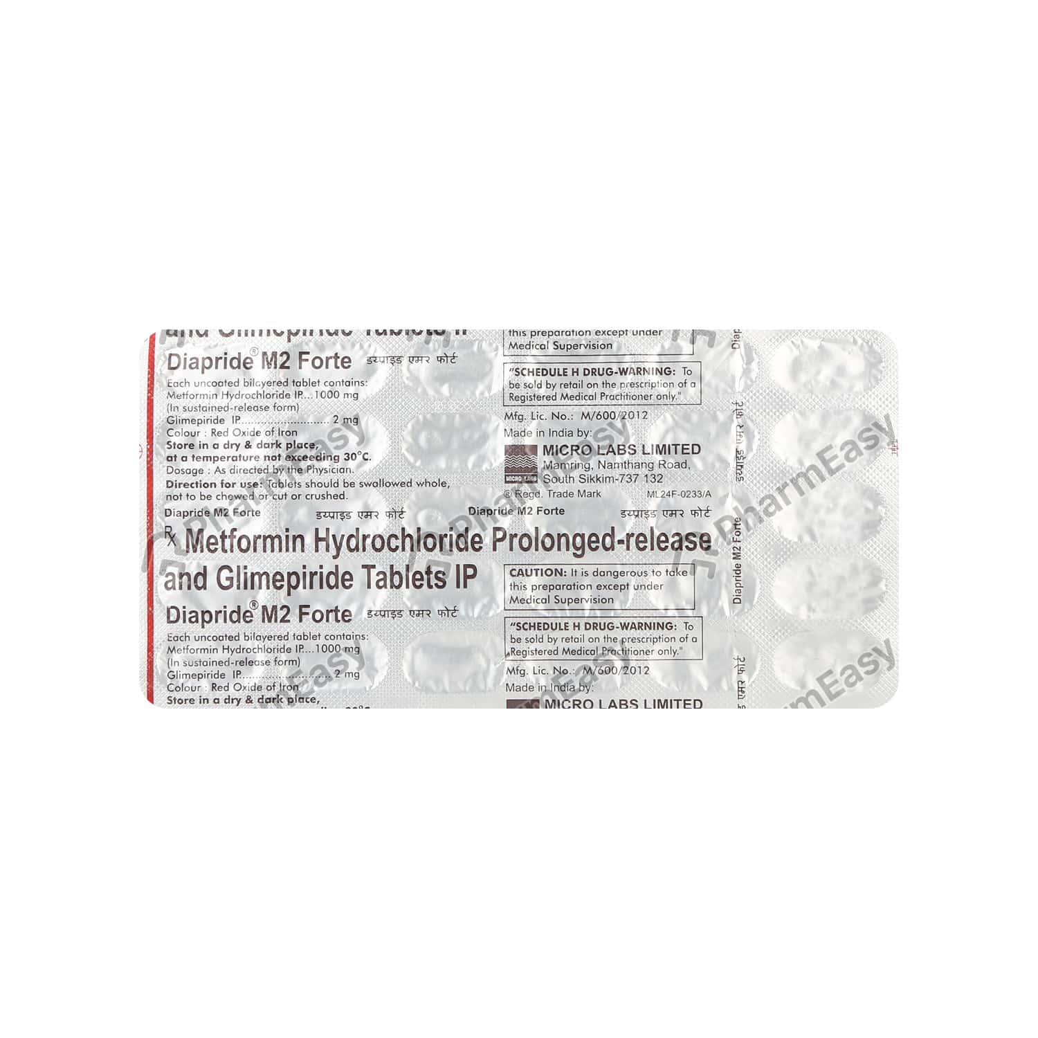 Diapride M2 Forte Strip Of 30 Tablets: Uses, Side Effects, Price ...
