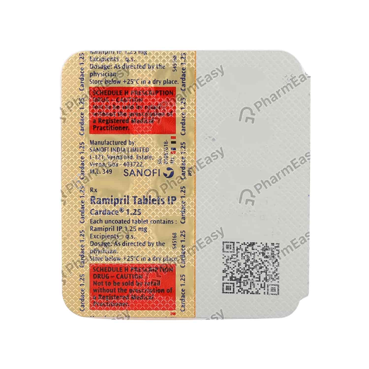 Buy Cardace 1.25mg Tablet 15'S Online at Flat 18% OFF* | PharmEasy