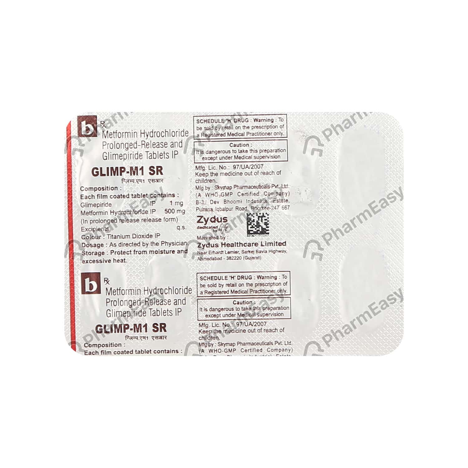 Glimp M 1mg Sr Strip Of 10 Tablets: Uses, Side Effects, Price & Dosage ...