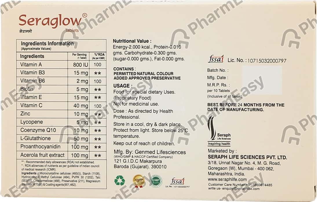 Buy SERAGLOW STRIP OF 10 TABLETS Online & Get Upto 60% OFF at PharmEasy