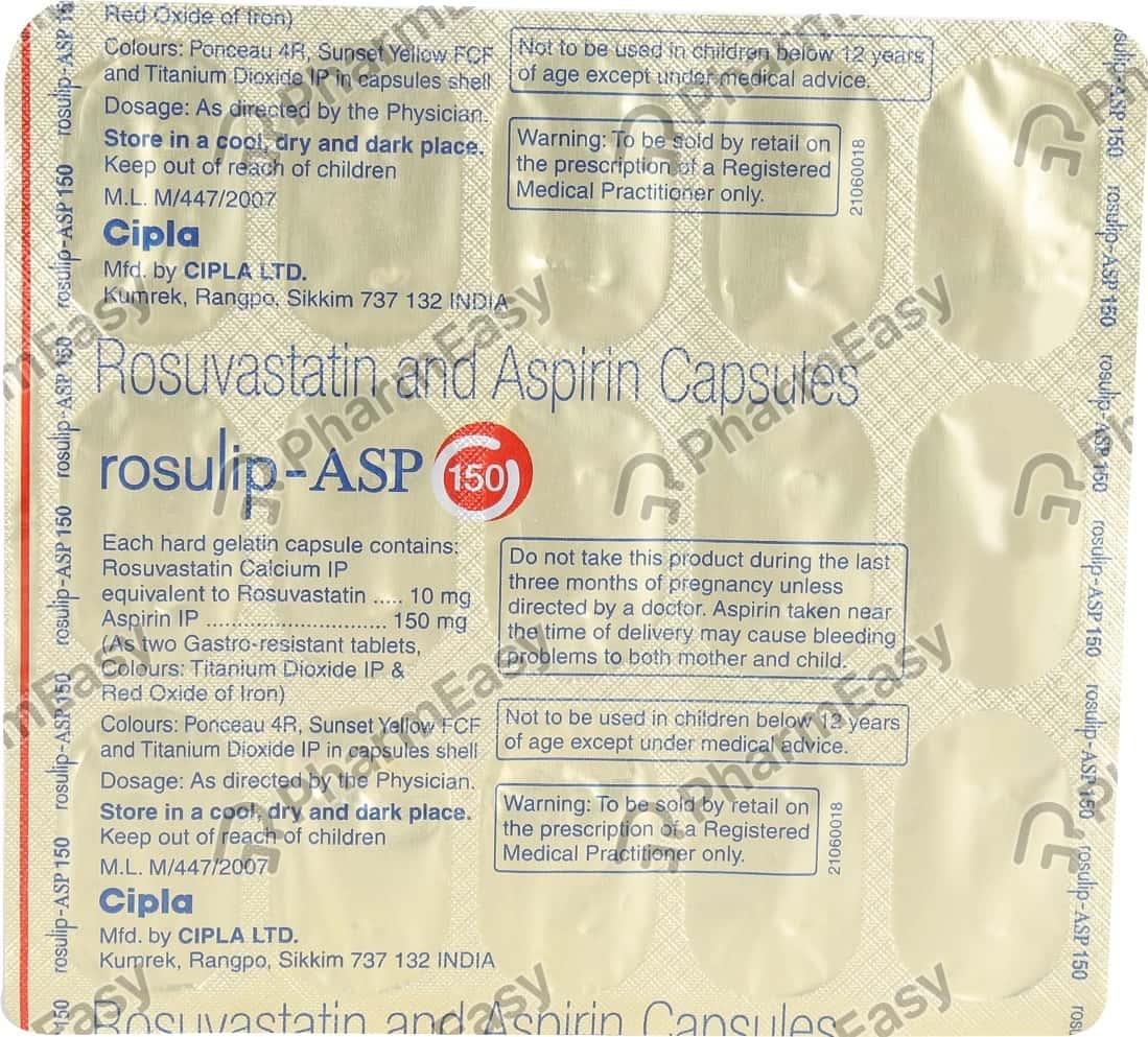 Rosulip Asp 10/150mg Strip Of 15 Capsules: Uses, Side Effects, Price ...