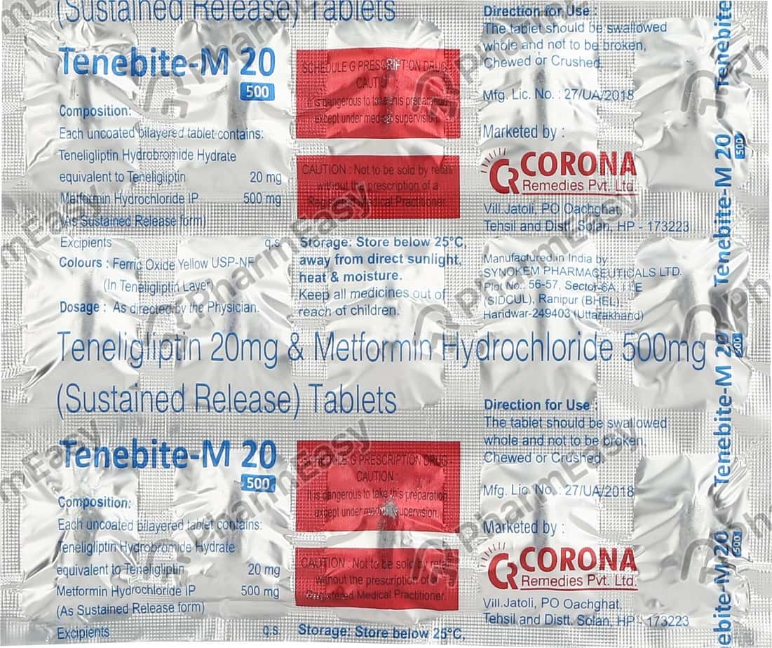 Tenebite M 20/500mg Strip Of 15 Tablets: Uses, Side Effects, Price ...