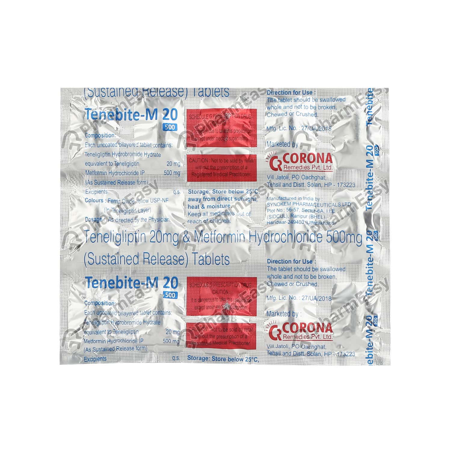 Tenebite M 20/500mg Tab 15'S - Uses, Side Effects, Dosage, Composition ...