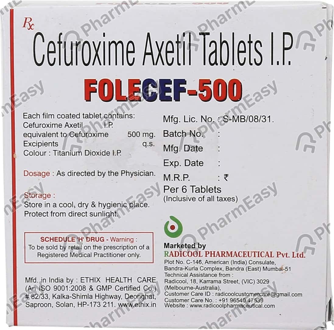 Folecef 500 MG Tablet (6): Uses, Side Effects, Price & Dosage | PharmEasy