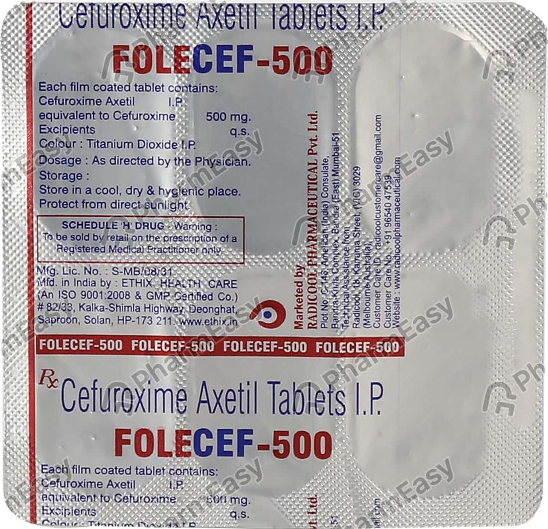 Folecef 500 MG Tablet (6): Uses, Side Effects, Price & Dosage | PharmEasy