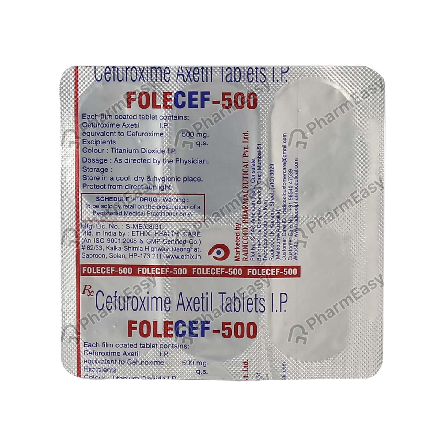 Folecef 500 MG Tablet (6) - Uses, Side Effects, Dosage, Composition ...